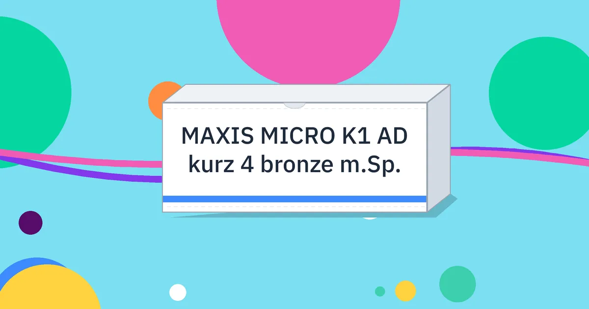Symbolbild: Packung mit der Aufschrift MAXIS MICRO K1 AD kurz 4 bronze m.Sp. (PZN 17672169) – Verfügbarkeit und Bezug in Apotheken in Frankfurt am Main
