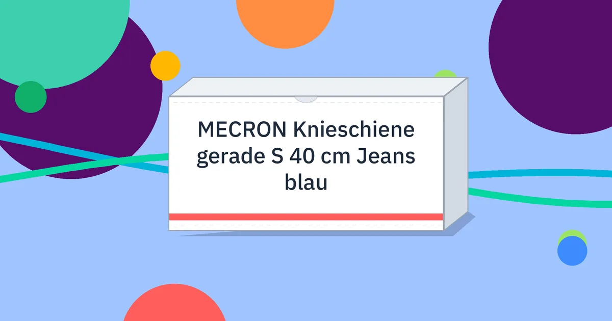 Symbolbild: Packung mit der Aufschrift MECRON Knieschiene gerade S 40 cm Jeans blau (PZN 02904361) – Verfügbarkeit und Bezug in Apotheken in Frankfurt am Main