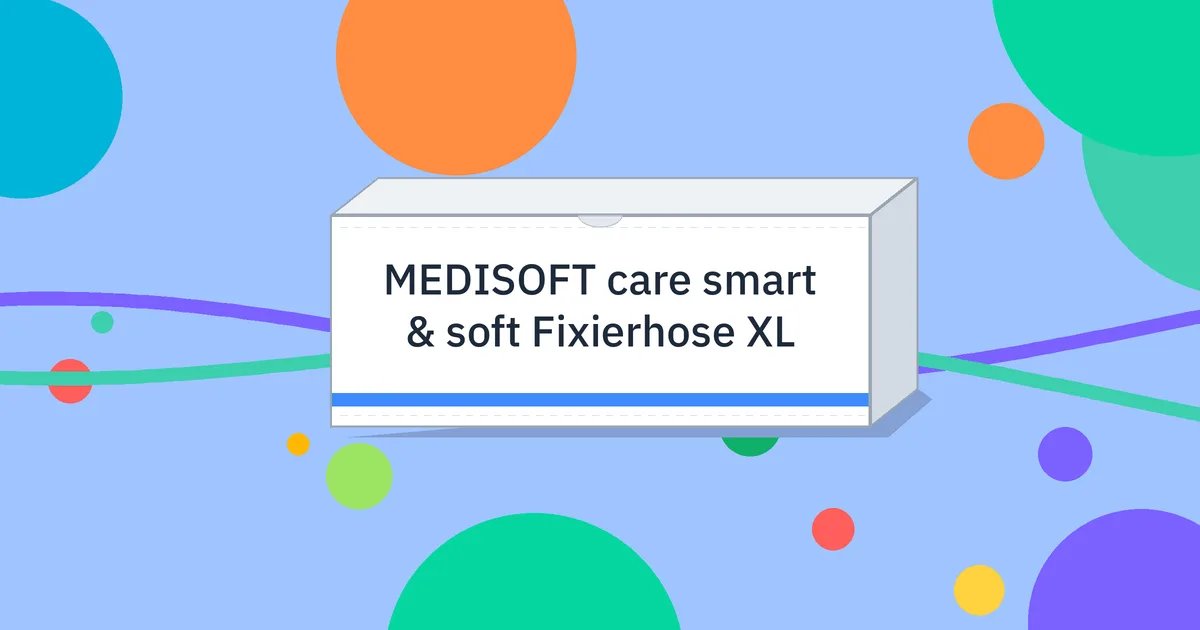 Symbolbild: Packung mit der Aufschrift MEDISOFT care smart & soft Fixierhose XL (PZN 20134872) – Verfügbarkeit und Bezug in Apotheken in Frankfurt am Main
