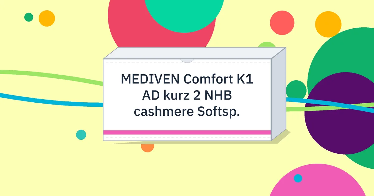 Symbolbild: Packung mit der Aufschrift MEDIVEN Comfort K1 AD kurz 2 NHB cashmere Softsp. (PZN 14657560) – Verfügbarkeit und Bezug in Apotheken in Frankfurt am Main