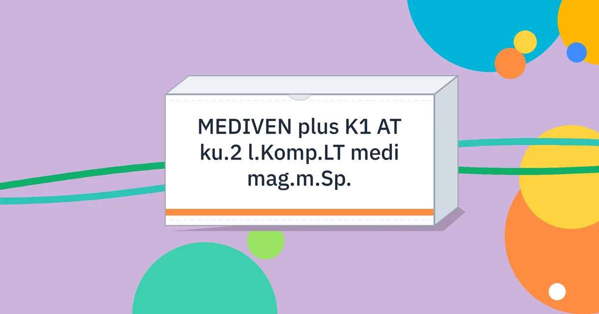 Symbolbild: Packung mit der Aufschrift MEDIVEN plus K1 AT ku.2 l.Komp.LT medi mag.m.Sp. (PZN 15029498) – Verfügbarkeit und Bezug in Apotheken in Frankfurt am Main