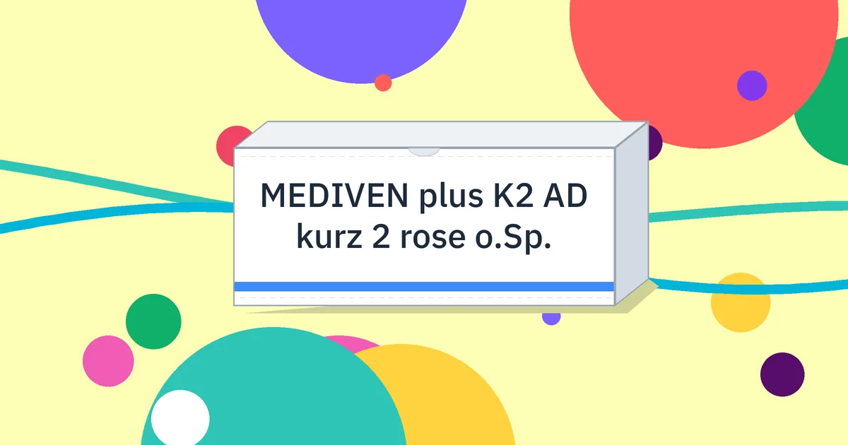 Symbolbild: Packung mit der Aufschrift MEDIVEN plus K2 AD kurz 2 rose o.Sp. (PZN 15096980) – Verfügbarkeit und Bezug in Apotheken in Frankfurt am Main
