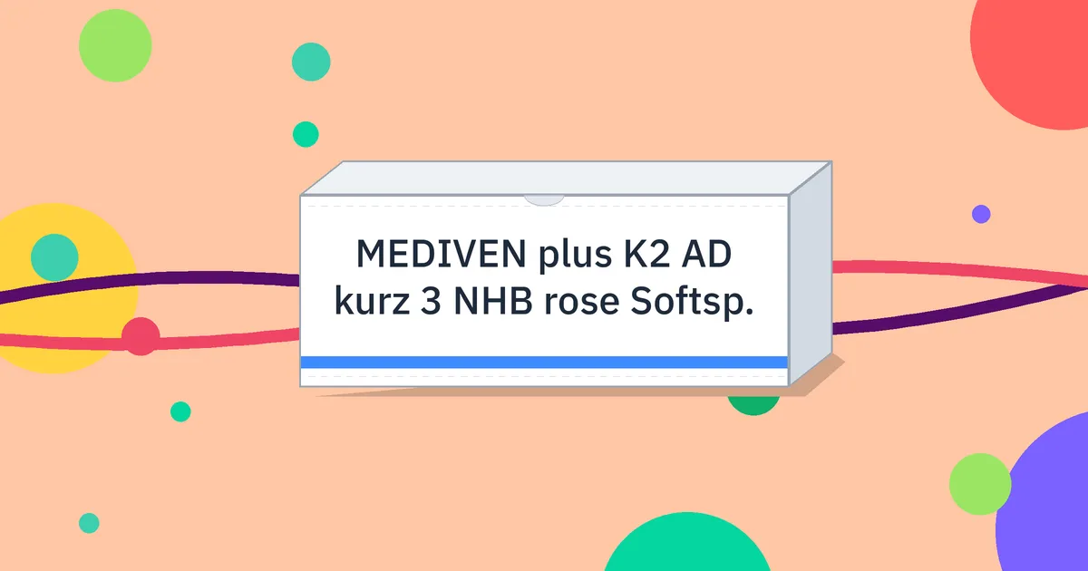Symbolbild: Packung mit der Aufschrift MEDIVEN plus K2 AD kurz 3 NHB rose Softsp. (PZN 15925258) – Verfügbarkeit und Bezug in Apotheken in Frankfurt am Main