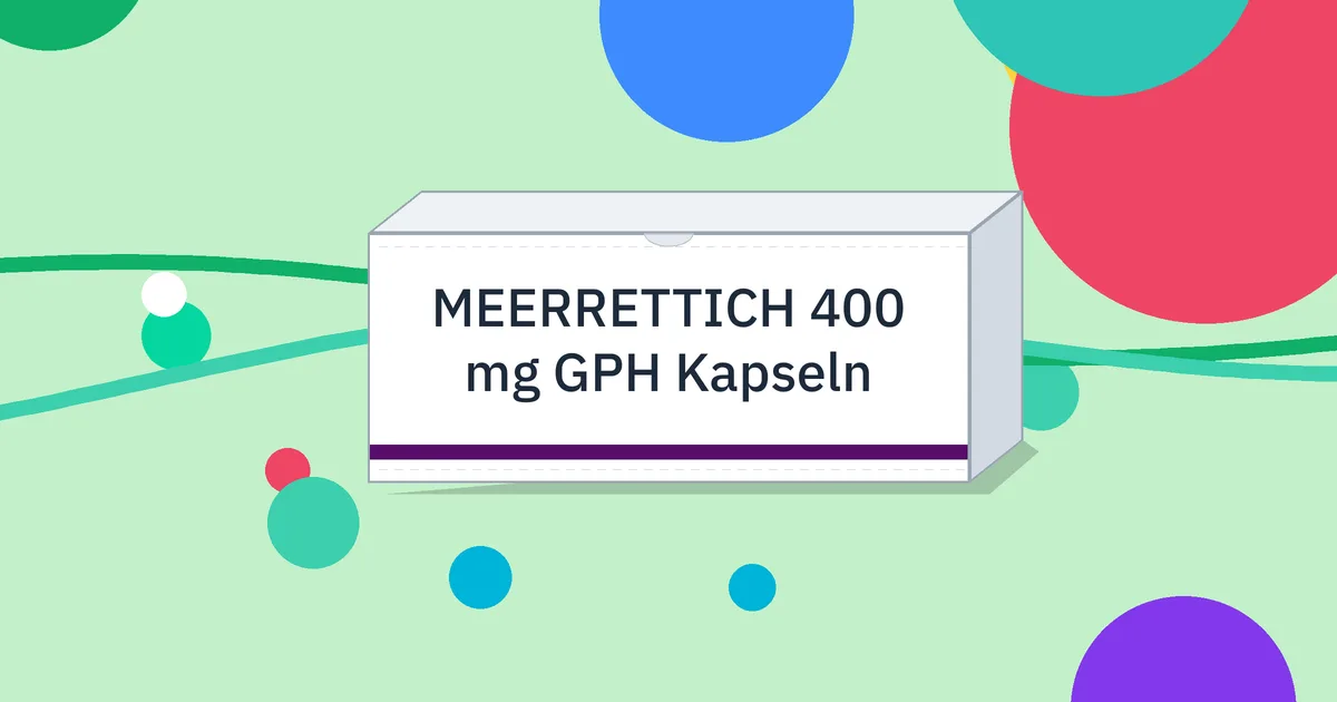 Symbolbild: Packung mit der Aufschrift MEERRETTICH 400 mg GPH Kapseln (PZN 00129544) – Verfügbarkeit und Bezug in Apotheken in Frankfurt am Main