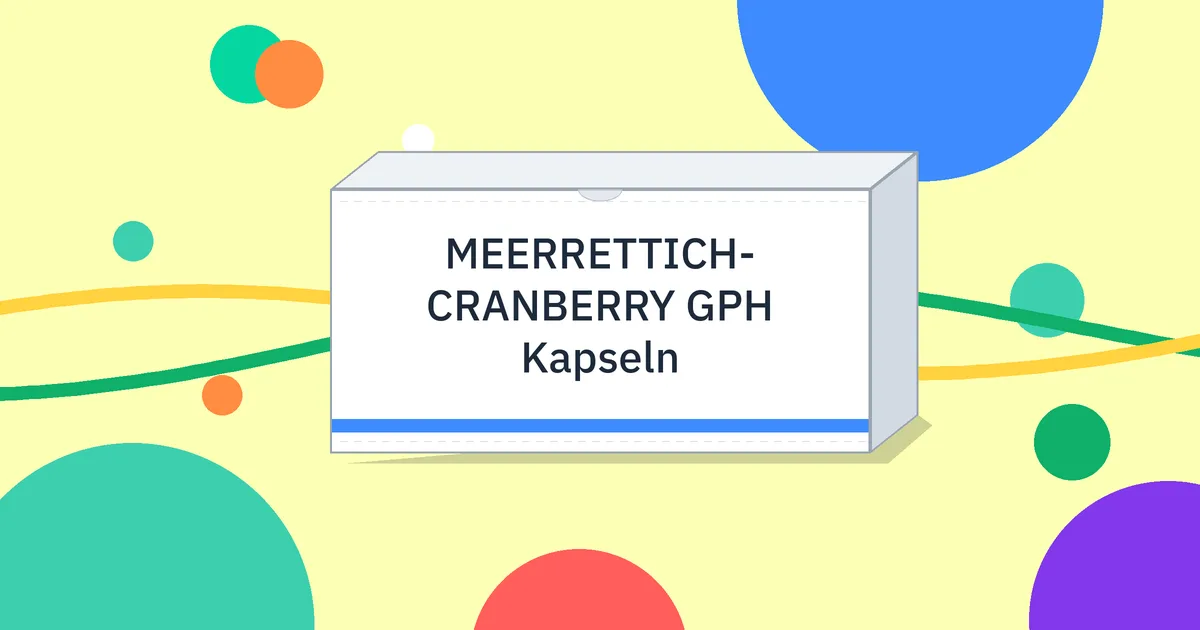 Symbolbild: Packung mit der Aufschrift MEERRETTICH-CRANBERRY GPH Kapseln (PZN 10265018) – Verfügbarkeit und Bezug in Apotheken in Frankfurt am Main
