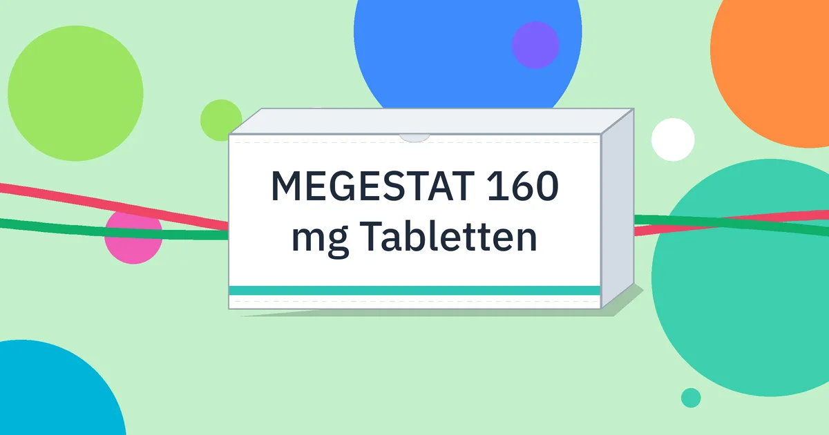 Symbolbild: Packung mit der Aufschrift MEGESTAT 160 mg Tabletten (PZN 01037956) – Verfügbarkeit und Bezug in Apotheken in Frankfurt am Main