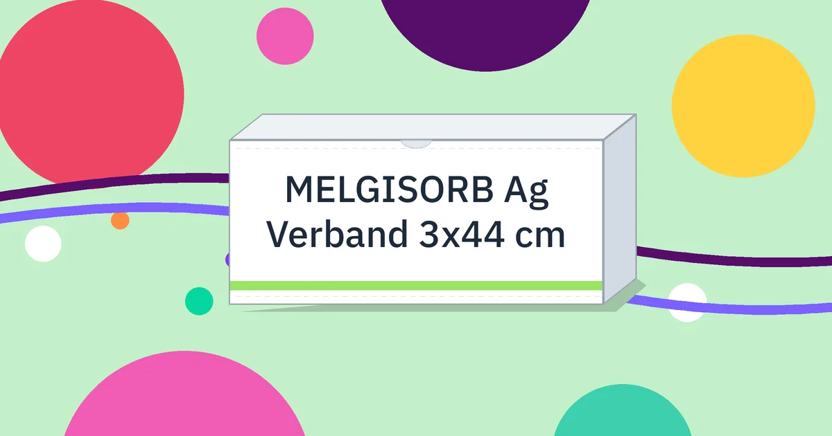 Symbolbild: Packung mit der Aufschrift MELGISORB Ag Verband 3x44 cm (PZN 05868140) – Verfügbarkeit und Bezug in Apotheken in Frankfurt am Main