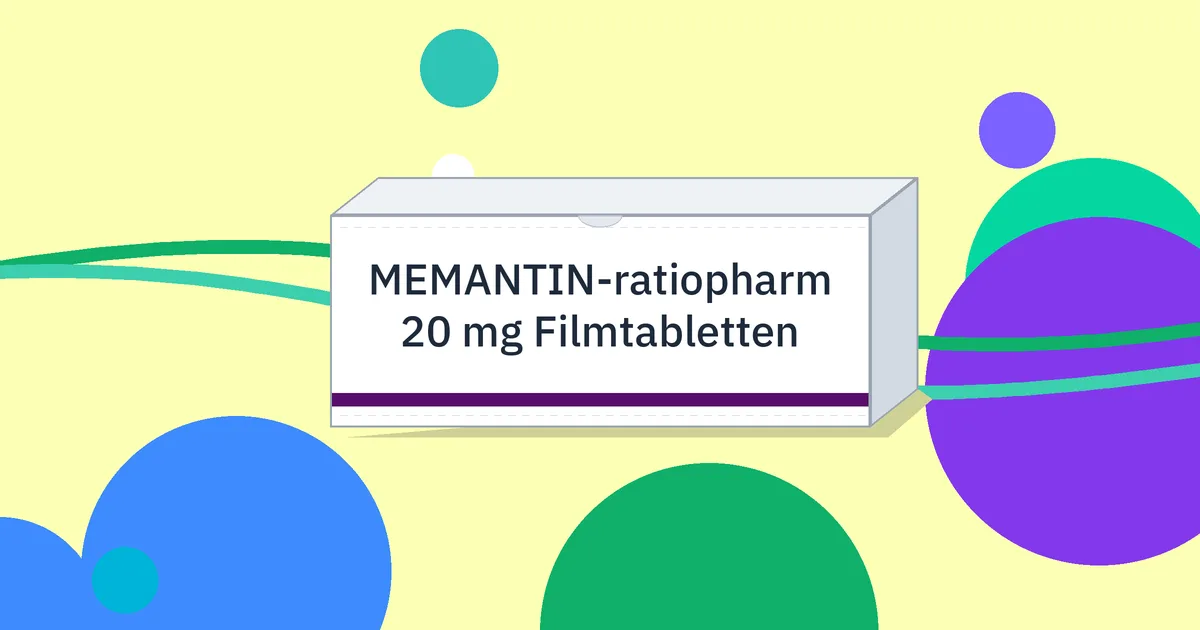 Symbolbild: Packung mit der Aufschrift MEMANTIN-ratiopharm 20 mg Filmtabletten (PZN 00146695) – Verfügbarkeit und Bezug in Apotheken in Frankfurt am Main