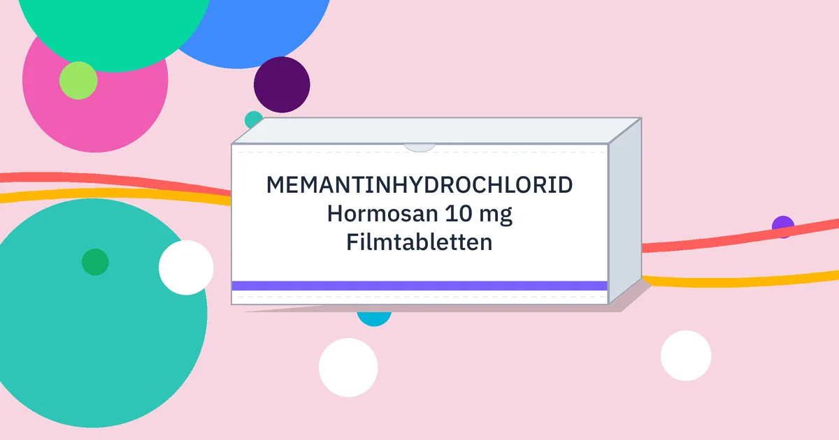 Symbolbild: Packung mit der Aufschrift MEMANTINHYDROCHLORID Hormosan 10 mg Filmtabletten (PZN 10067896) – Verfügbarkeit und Bezug in Apotheken in Frankfurt am Main