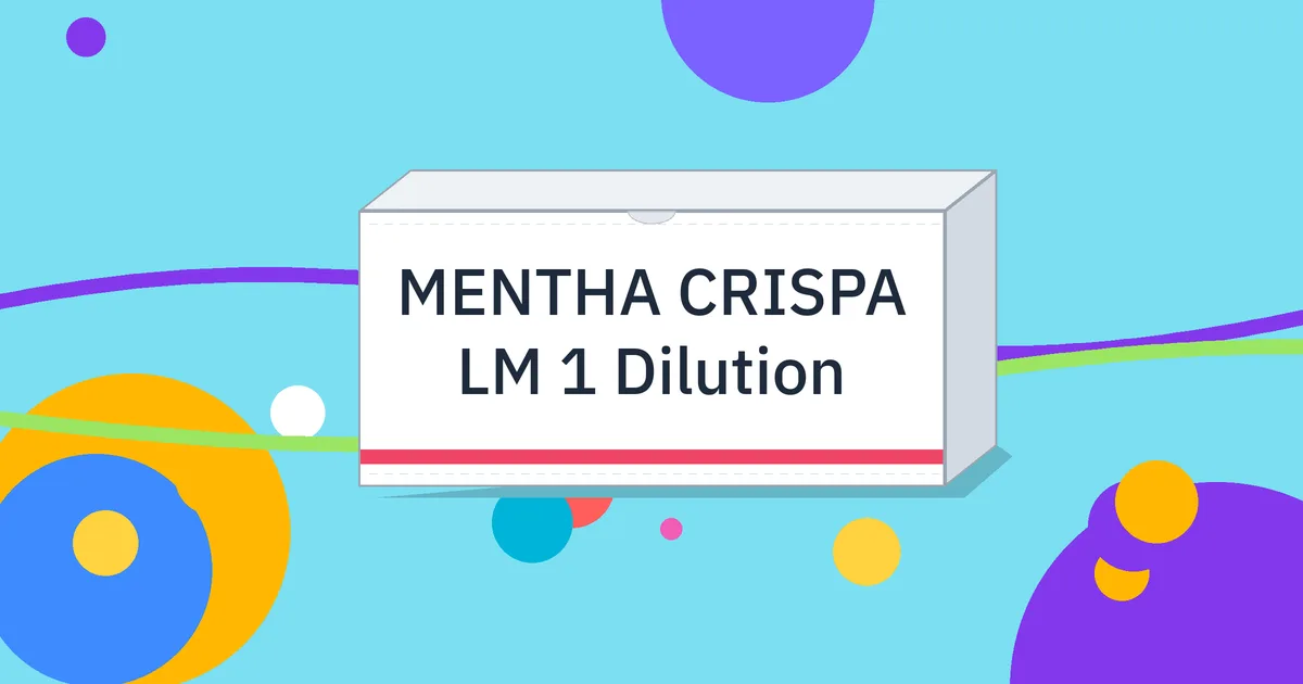 Symbolbild: Packung mit der Aufschrift MENTHA CRISPA LM 1 Dilution (PZN 13603639) – Verfügbarkeit und Bezug in Apotheken in Frankfurt am Main