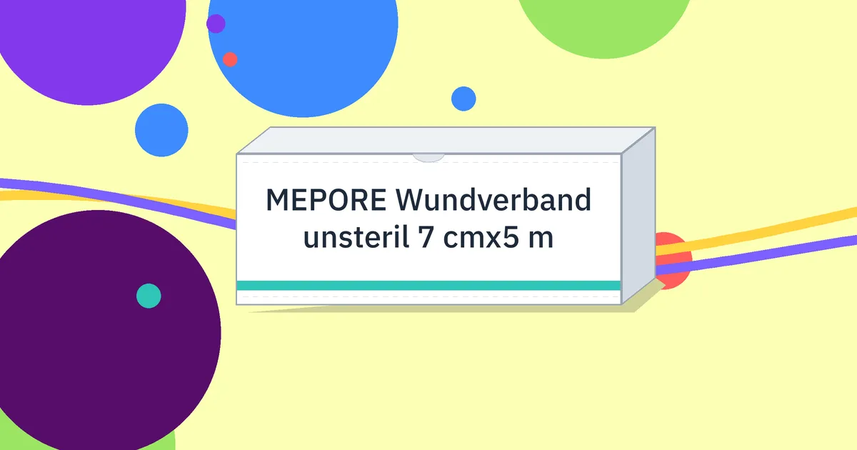 Symbolbild: Packung mit der Aufschrift MEPORE Wundverband unsteril 7 cmx5 m (PZN 11003208) – Verfügbarkeit und Bezug in Apotheken in Frankfurt am Main