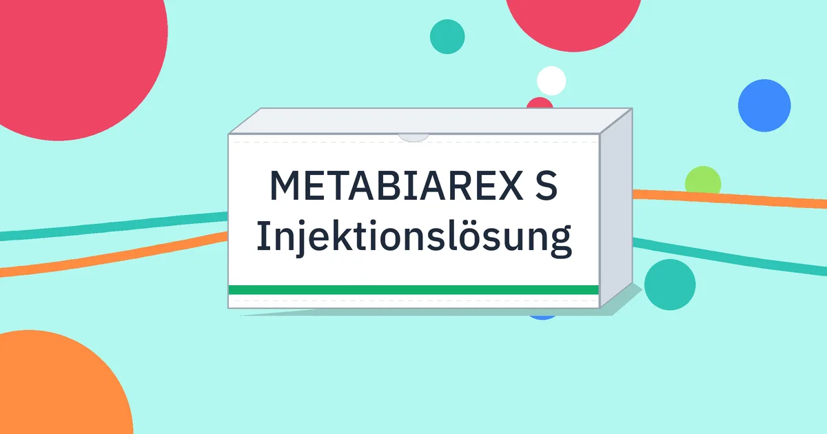 Symbolbild: Packung mit der Aufschrift METABIAREX S Injektionslösung (PZN 01806797) – Verfügbarkeit und Bezug in Apotheken in Frankfurt am Main