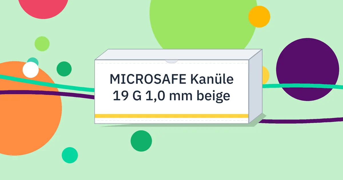 Symbolbild: Packung mit der Aufschrift MICROSAFE Kanüle 19 G 1,0 mm beige (PZN 10178578) – Verfügbarkeit und Bezug in Apotheken in Frankfurt am Main