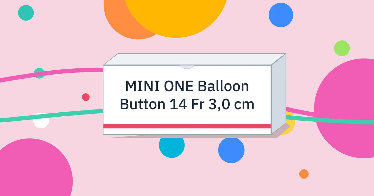 Symbolbild: Packung mit der Aufschrift MINI ONE Balloon Button 14 Fr 3,0 cm (PZN 14341934) – Verfügbarkeit und Bezug in Apotheken in Frankfurt am Main