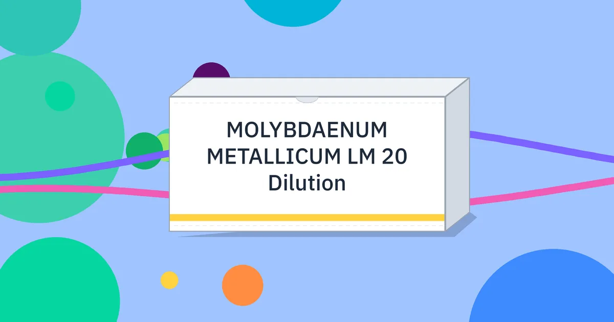 Symbolbild: Packung mit der Aufschrift MOLYBDAENUM METALLICUM LM 20 Dilution (PZN 13609895) – Verfügbarkeit und Bezug in Apotheken in Frankfurt am Main