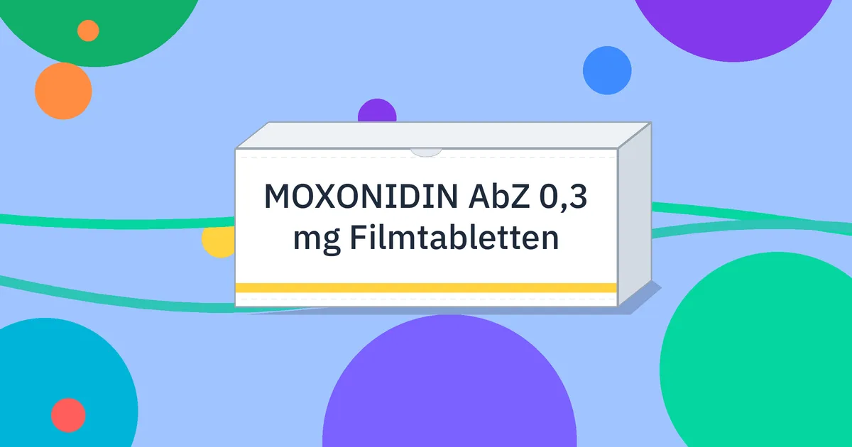 Symbolbild: Packung mit der Aufschrift MOXONIDIN AbZ 0,3 mg Filmtabletten (PZN 00423798) – Verfügbarkeit und Bezug in Apotheken in Frankfurt am Main