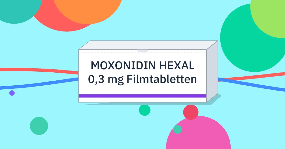 Symbolbild: Packung mit der Aufschrift MOXONIDIN HEXAL 0,3 mg Filmtabletten (PZN 00882916) – Verfügbarkeit und Bezug in Apotheken in Frankfurt am Main