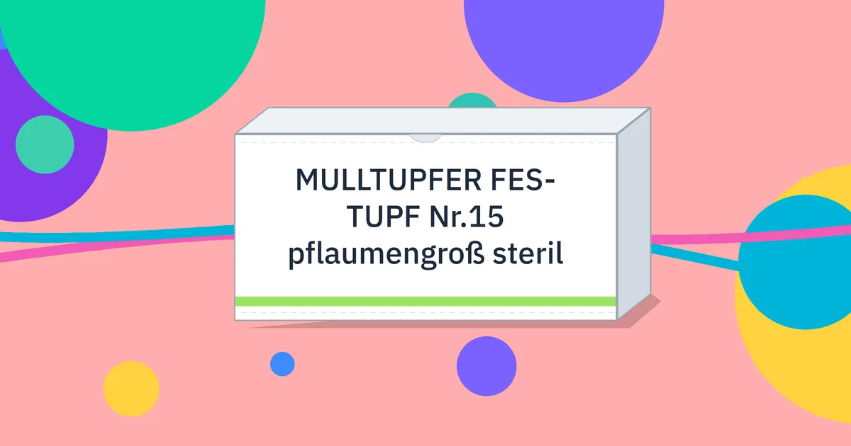 Symbolbild: Packung mit der Aufschrift MULLTUPFER FES-TUPF Nr.15 pflaumengroß steril (PZN 10415311) – Verfügbarkeit und Bezug in Apotheken in Frankfurt am Main
