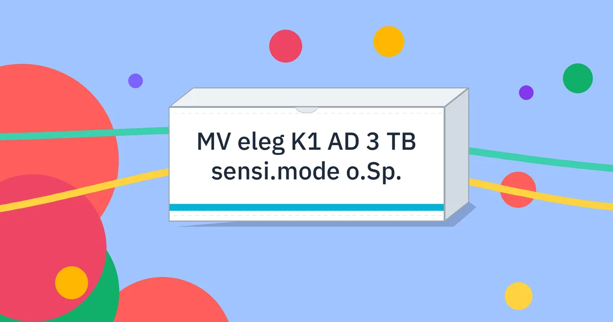 Symbolbild: Packung mit der Aufschrift MV eleg K1 AD 3 TB sensi.mode o.Sp. (PZN 09852414) – Verfügbarkeit und Bezug in Apotheken in Frankfurt am Main