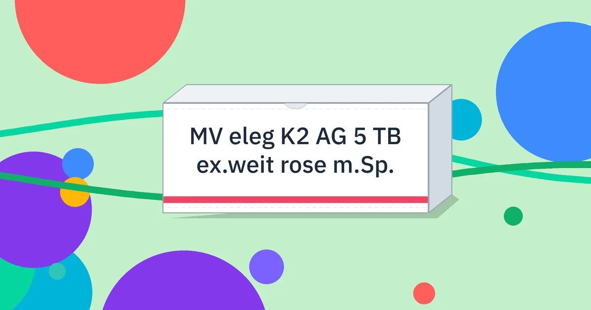Symbolbild: Packung mit der Aufschrift MV eleg K2 AG 5 TB ex.weit rose m.Sp. (PZN 14700014) – Verfügbarkeit und Bezug in Apotheken in Frankfurt am Main
