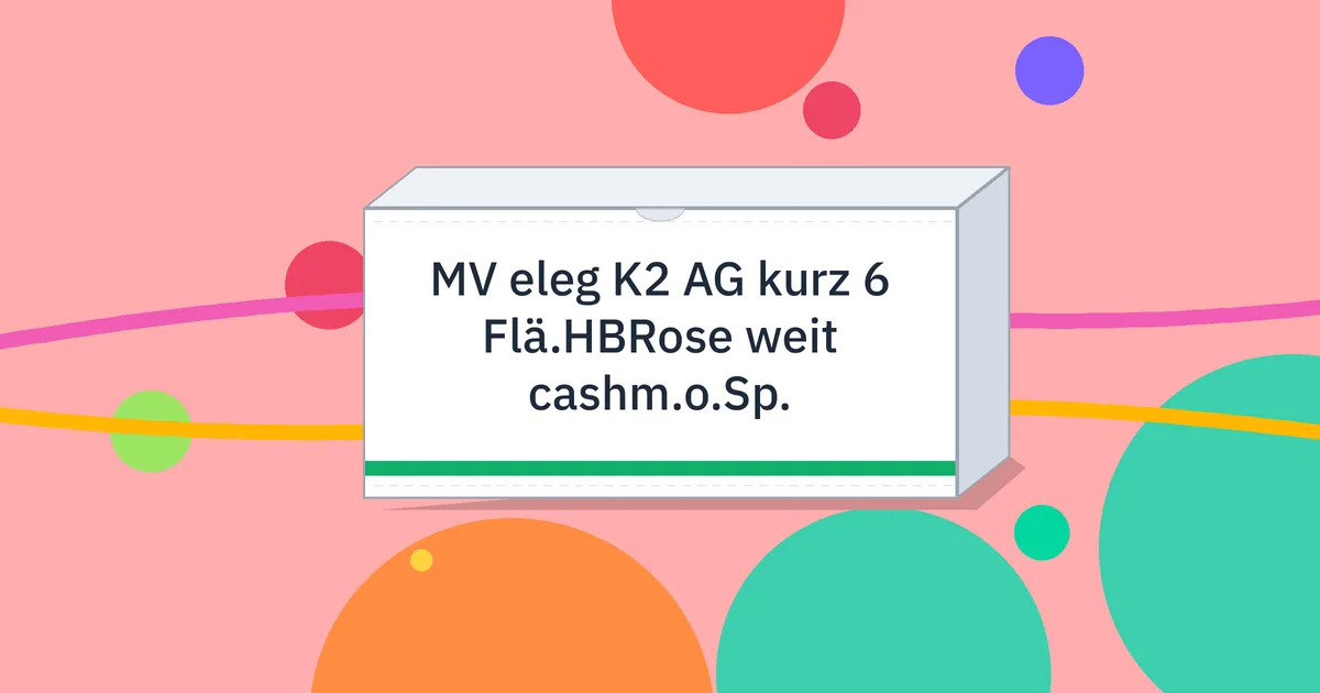 Symbolbild: Packung mit der Aufschrift MV eleg K2 AG kurz 6 Flä.HBRose weit cashm.o.Sp. (PZN 15705574) – Verfügbarkeit und Bezug in Apotheken in Frankfurt am Main