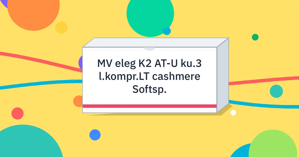 Symbolbild: Packung mit der Aufschrift MV eleg K2 AT-U ku.3 l.kompr.LT cashmere Softsp. (PZN 14665312) – Verfügbarkeit und Bezug in Apotheken in Frankfurt am Main