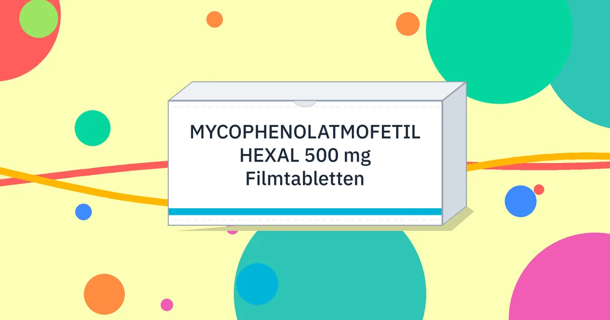 Symbolbild: Packung mit der Aufschrift MYCOPHENOLATMOFETIL HEXAL 500 mg Filmtabletten (PZN 12907685) – Verfügbarkeit und Bezug in Apotheken in Frankfurt am Main