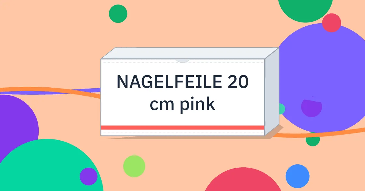 Symbolbild: Packung mit der Aufschrift NAGELFEILE 20 cm pink (PZN 01516450) – Verfügbarkeit und Bezug in Apotheken in Frankfurt am Main
