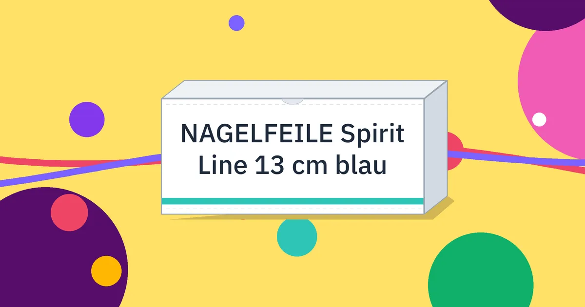 Symbolbild: Packung mit der Aufschrift NAGELFEILE Spirit Line 13 cm blau (PZN 01506003) – Verfügbarkeit und Bezug in Apotheken in Frankfurt am Main