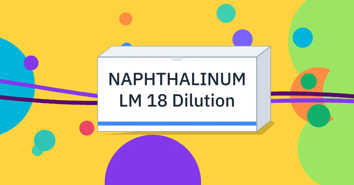 Symbolbild: Packung mit der Aufschrift NAPHTHALINUM LM 18 Dilution (PZN 12958524) – Verfügbarkeit und Bezug in Apotheken in Frankfurt am Main