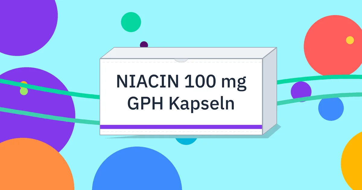 Symbolbild: Packung mit der Aufschrift NIACIN 100 mg GPH Kapseln (PZN 04700007) – Verfügbarkeit und Bezug in Apotheken in Frankfurt am Main
