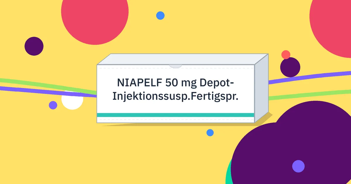 Symbolbild: Packung mit der Aufschrift NIAPELF 50 mg Depot-Injektionssusp.Fertigspr. (PZN 01871079) – Verfügbarkeit und Bezug in Apotheken in Frankfurt am Main