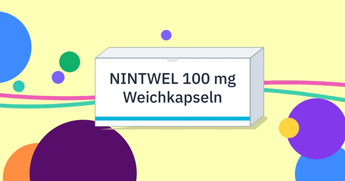 Symbolbild: Packung mit der Aufschrift NINTWEL 100 mg Weichkapseln (PZN 20717504) – Verfügbarkeit und Bezug in Apotheken in Frankfurt am Main
