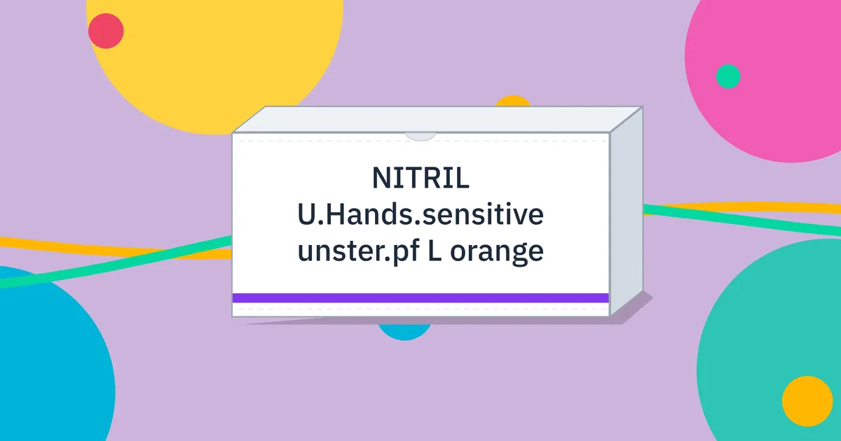 Symbolbild: Packung mit der Aufschrift NITRIL U.Hands.sensitive unster.pf L orange (PZN 11306848) – Verfügbarkeit und Bezug in Apotheken in Frankfurt am Main