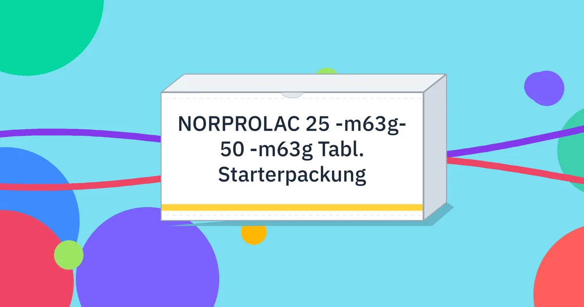 Symbolbild: Packung mit der Aufschrift NORPROLAC 25 -m63g-50 -m63g Tabl. Starterpackung (PZN 07129837) – Verfügbarkeit und Bezug in Apotheken in Frankfurt am Main