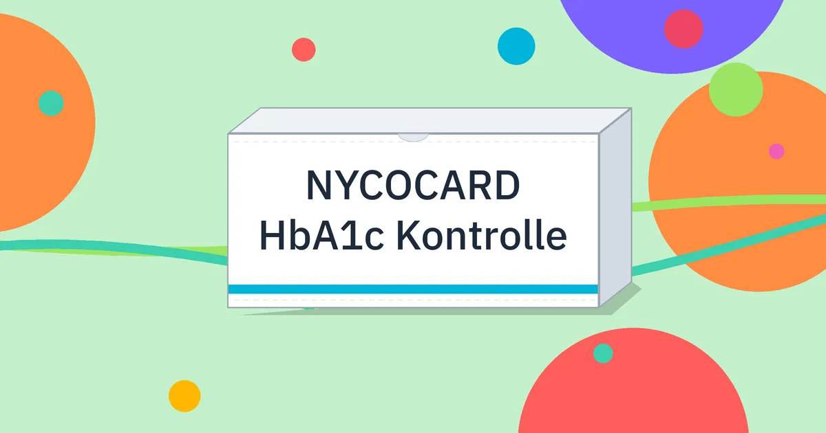 Symbolbild: Packung mit der Aufschrift NYCOCARD HbA1c Kontrolle (PZN 00796772) – Verfügbarkeit und Bezug in Apotheken in Frankfurt am Main