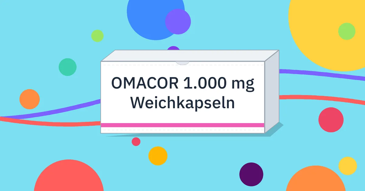 Symbolbild: Packung mit der Aufschrift OMACOR 1.000 mg Weichkapseln (PZN 14140093) – Verfügbarkeit und Bezug in Apotheken in Frankfurt am Main