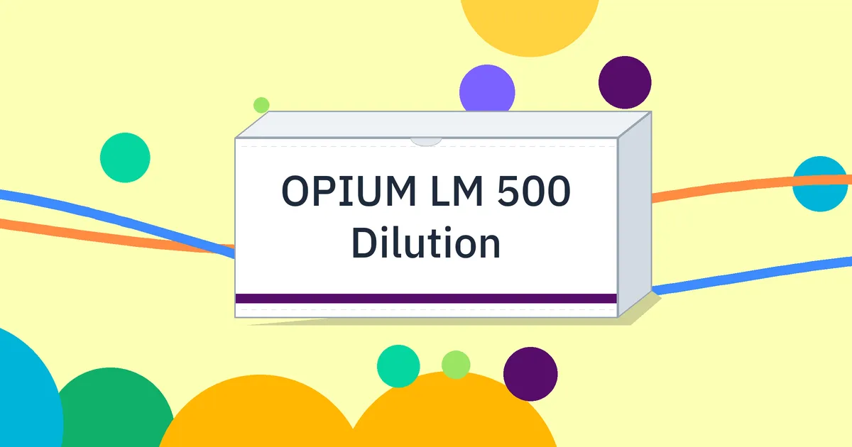 Symbolbild: Packung mit der Aufschrift OPIUM LM 500 Dilution (PZN 13694205) – Verfügbarkeit und Bezug in Apotheken in Frankfurt am Main
