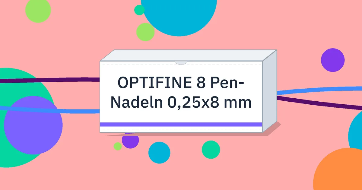 Symbolbild: Packung mit der Aufschrift OPTIFINE 8 Pen-Nadeln 0,25x8 mm (PZN 16360410) – Verfügbarkeit und Bezug in Apotheken in Frankfurt am Main