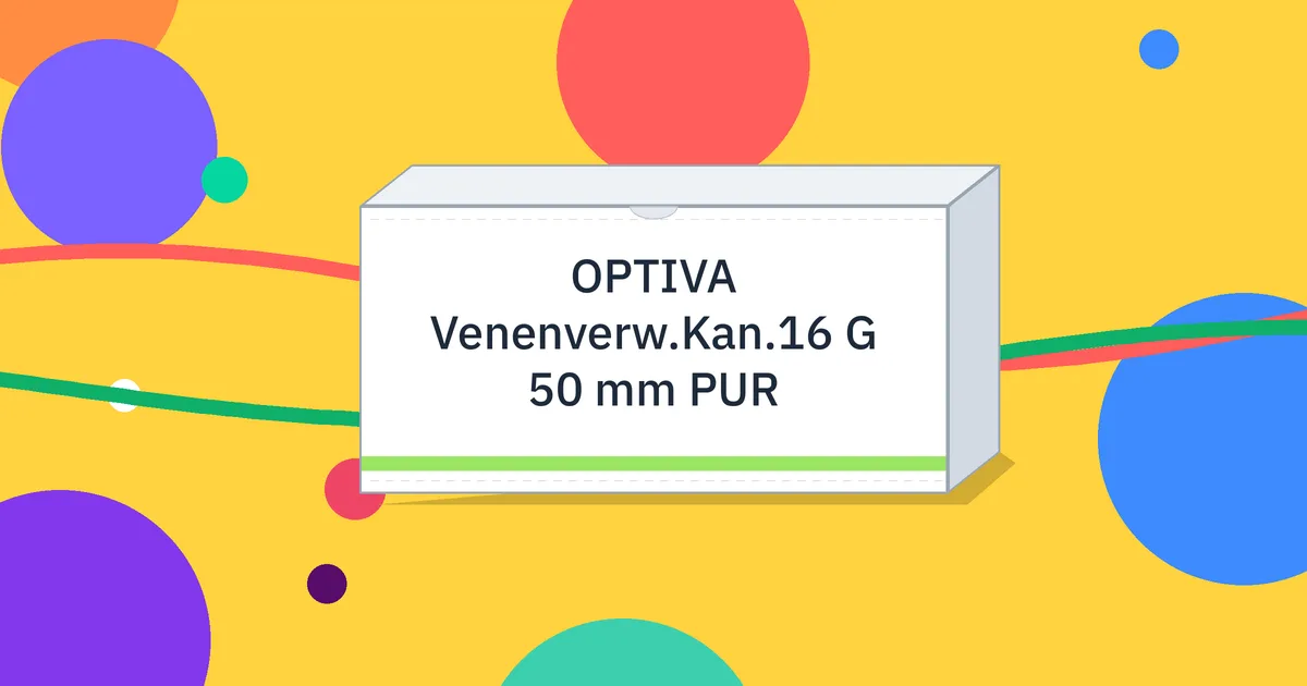 Symbolbild: Packung mit der Aufschrift OPTIVA Venenverw.Kan.16 G 50 mm PUR (PZN 00928498) – Verfügbarkeit und Bezug in Apotheken in Frankfurt am Main