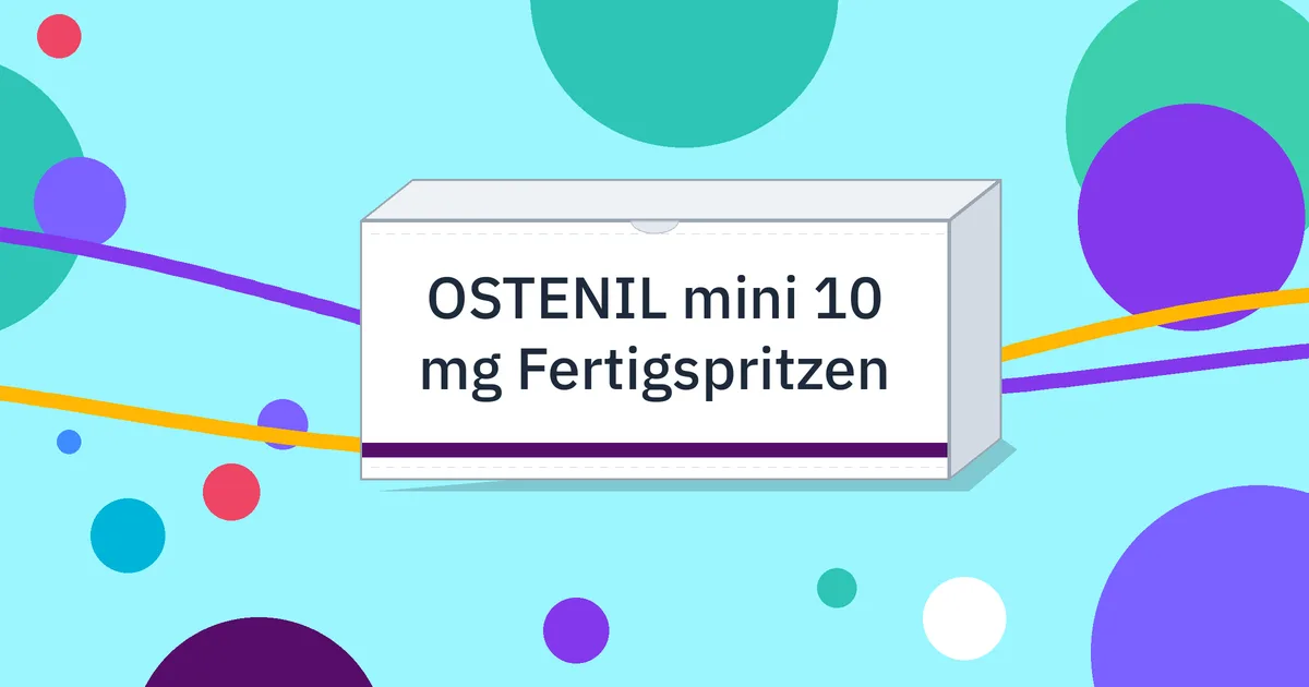 Symbolbild: Packung mit der Aufschrift OSTENIL mini 10 mg Fertigspritzen (PZN 02833017) – Verfügbarkeit und Bezug in Apotheken in Frankfurt am Main
