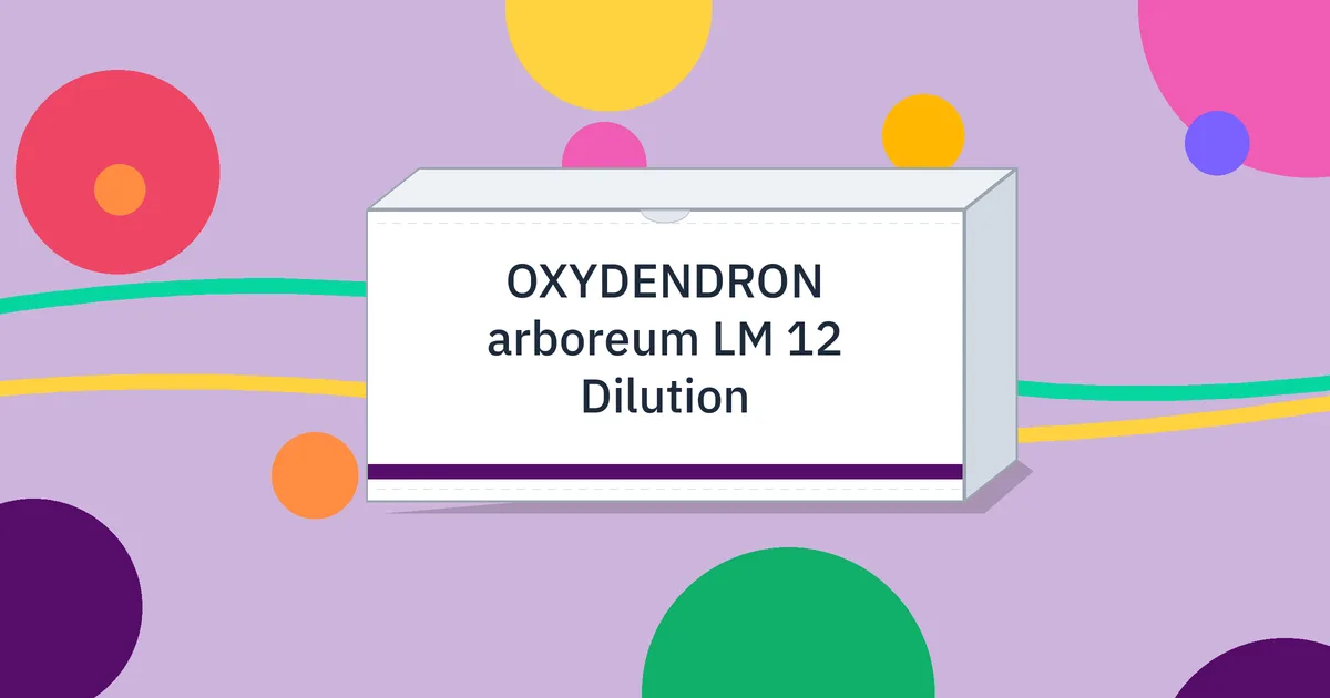 Symbolbild: Packung mit der Aufschrift OXYDENDRON arboreum LM 12 Dilution (PZN 13629426) – Verfügbarkeit und Bezug in Apotheken in Frankfurt am Main