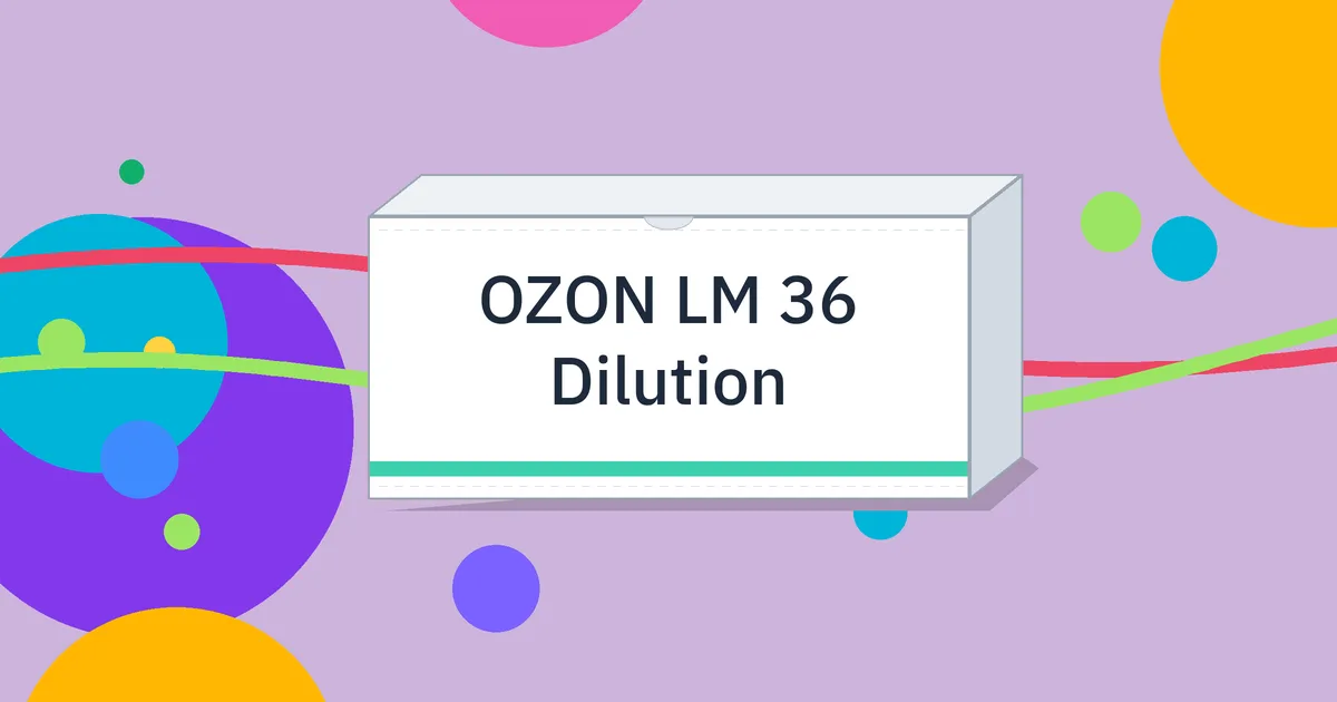 Symbolbild: Packung mit der Aufschrift OZON LM 36 Dilution (PZN 12974693) – Verfügbarkeit und Bezug in Apotheken in Frankfurt am Main