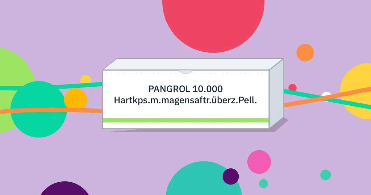 Symbolbild: Packung mit der Aufschrift PANGROL 10.000 Hartkps.m.magensaftr.überz.Pell. (PZN 06324956) – Verfügbarkeit und Bezug in Apotheken in Frankfurt am Main