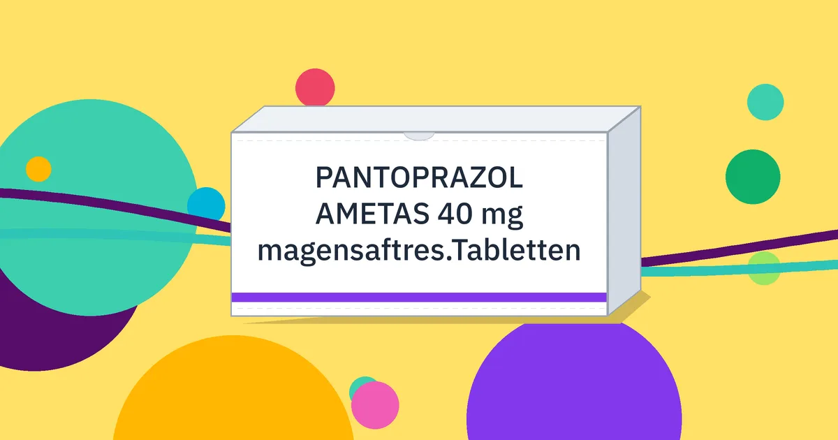 Symbolbild: Packung mit der Aufschrift PANTOPRAZOL AMETAS 40 mg magensaftres.Tabletten (PZN 18603207) – Verfügbarkeit und Bezug in Apotheken in Frankfurt am Main