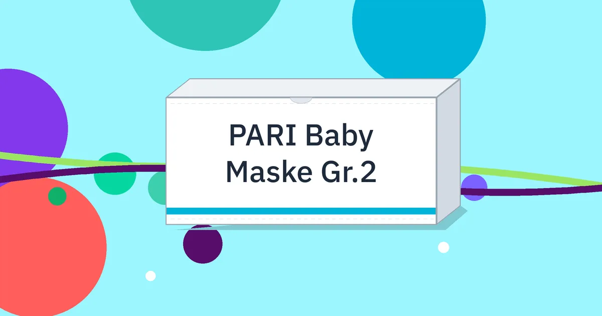 Symbolbild: Packung mit der Aufschrift PARI Baby Maske Gr.2 (PZN 19136535) – Verfügbarkeit und Bezug in Apotheken in Frankfurt am Main
