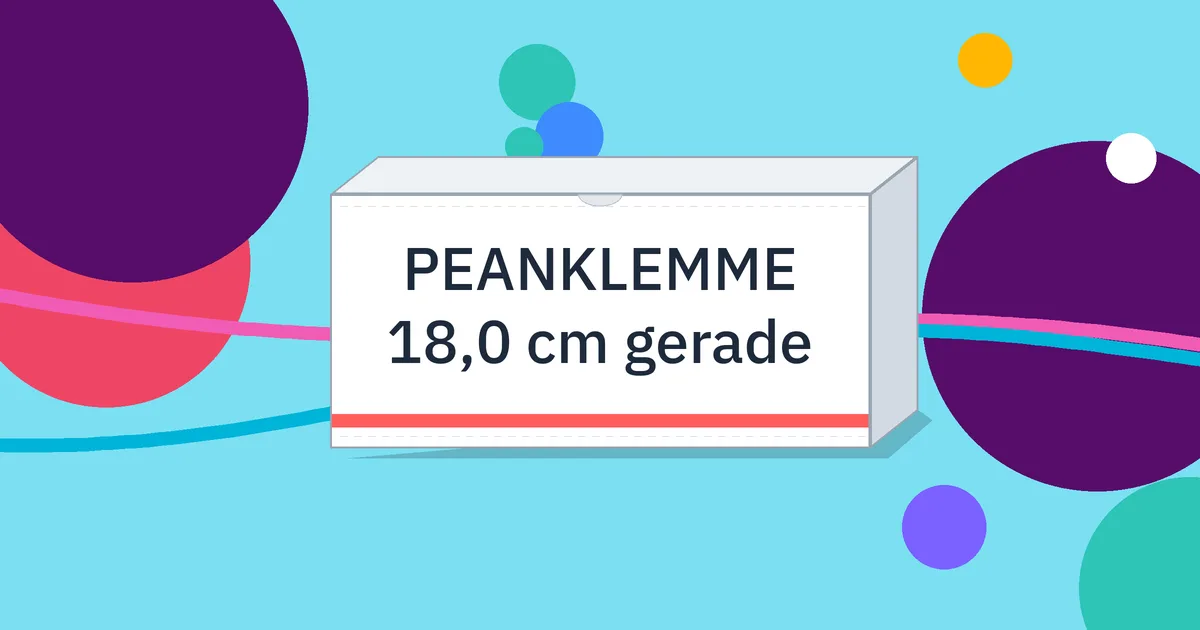 Symbolbild: Packung mit der Aufschrift PEANKLEMME 18,0 cm gerade (PZN 02523535) – Verfügbarkeit und Bezug in Apotheken in Frankfurt am Main