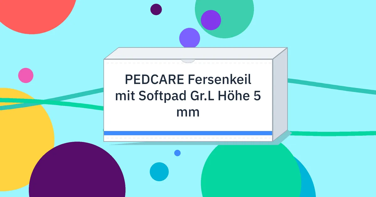 Symbolbild: Packung mit der Aufschrift PEDCARE Fersenkeil mit Softpad Gr.L Höhe 5 mm (PZN 13964188) – Verfügbarkeit und Bezug in Apotheken in Frankfurt am Main