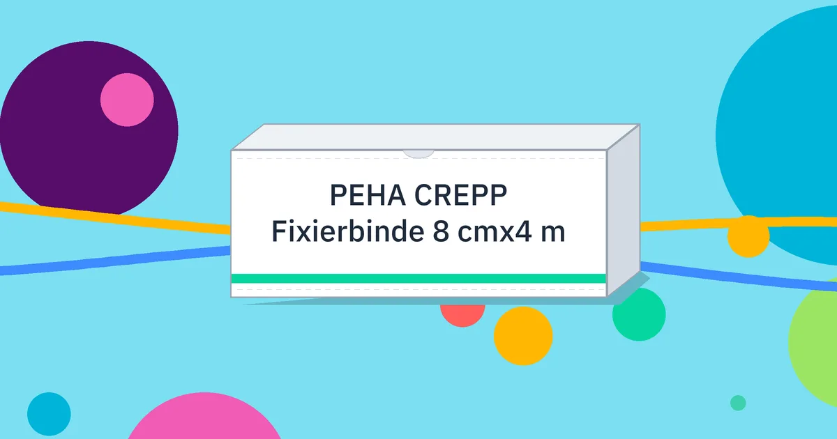 Symbolbild: Packung mit der Aufschrift PEHA CREPP Fixierbinde 8 cmx4 m (PZN 19557001) – Verfügbarkeit und Bezug in Apotheken in Frankfurt am Main