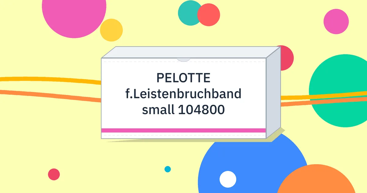 Symbolbild: Packung mit der Aufschrift PELOTTE f.Leistenbruchband small 104800 (PZN 11014063) – Verfügbarkeit und Bezug in Apotheken in Frankfurt am Main